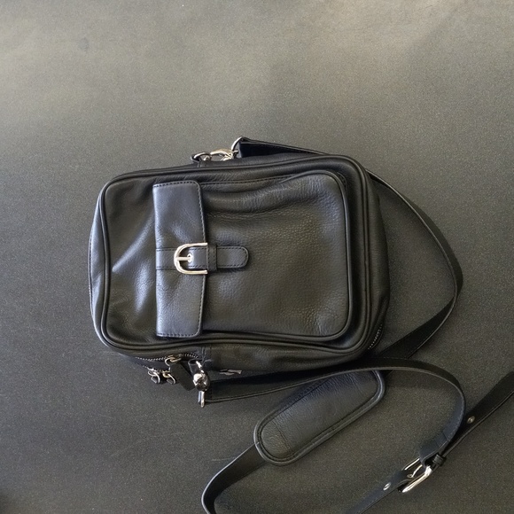 Levenger | Bags | Levenger Travel Crossbody Purse Black With Silver ...